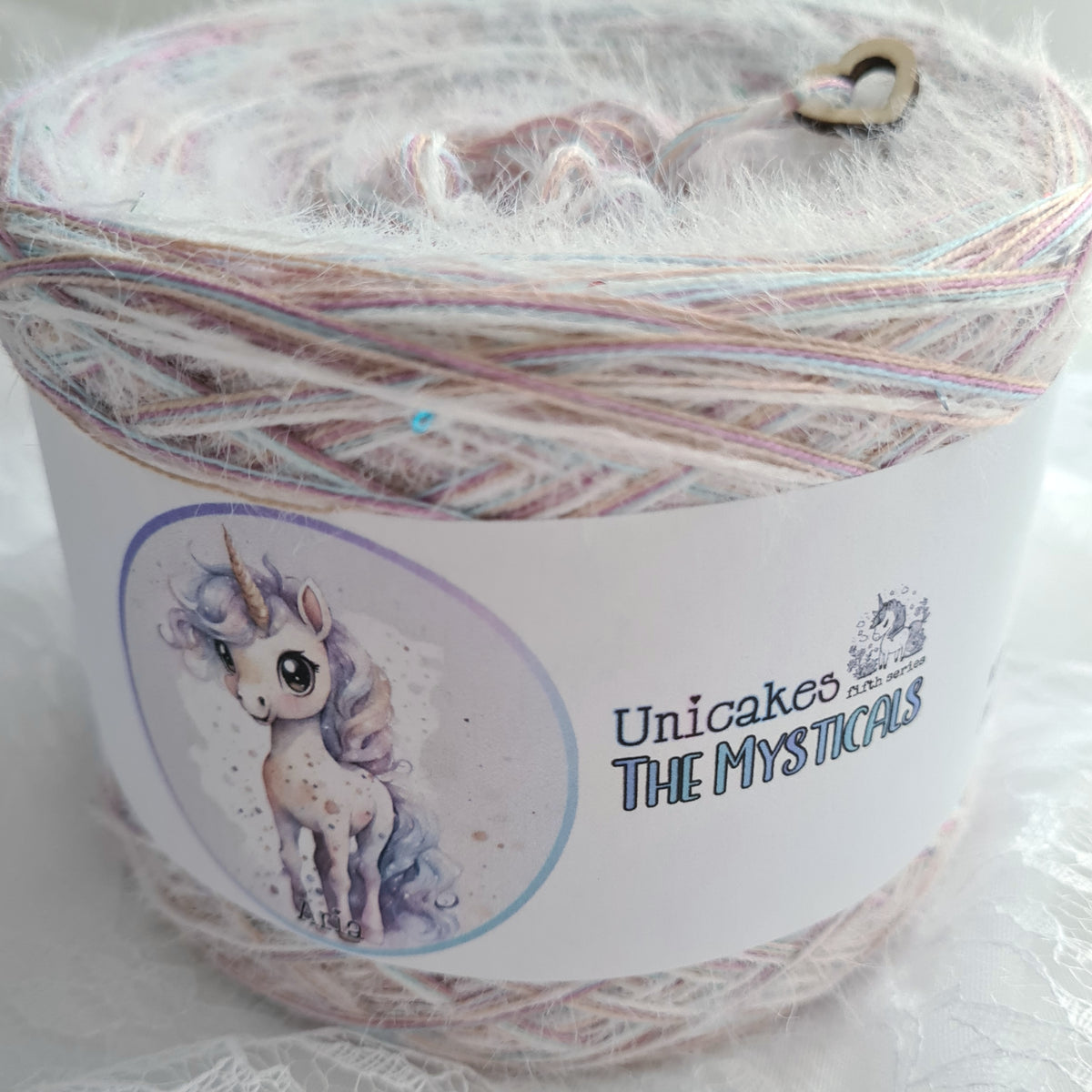 Aria 500m 4 ply melange & 100% nylon fluffy thread with tiny colourful ...